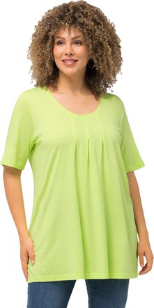 Ulla Popken Damen, Zierfalten, A-Linie, Rundhals, Halbarm, Modal T-Shirts, Limettengrün, 46-48