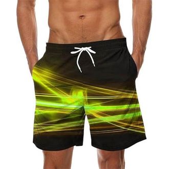 Generico Short de bain d&eacute;t&eacute; pour homme avec imprim&eacute; brillant et &eacute;lastique &agrave; la taille Shorts de plage Pantalon de sport avec cordon de serrage et poches, citro