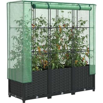 vidaXL Vidaxl - Jardini&egrave;re sur&eacute;lev&eacute;e avec housse aspect rotin 120x40x138 cm
