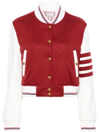 Thom Browne veste teddy &agrave; 4 bandes signature - Rouge