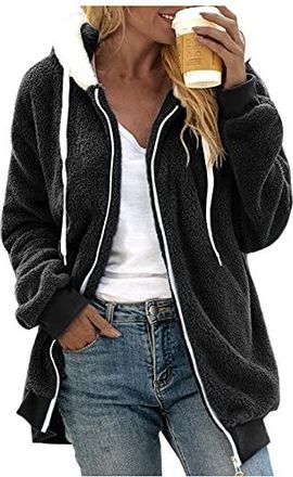 FNKDOR sweat a capuche femme, veste &agrave; capuche femme, ladies jacket, sweat plaid, womens sweatshirts, womens jumper, ladies jacket, fluffy coat, oversized hoo