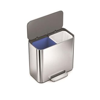 Simplehuman 15L Mini Recycler Step Can, Doppelfach-M&uuml;lleimer f&uuml;r Hotel, B&uuml;ros und kleine R&auml;ume, geb&uuml;rsteter Edelstahl