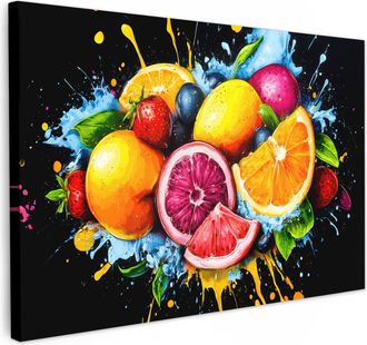 MuchoWow © Bilder Klein 30x20 cm Mini Wohnzimmer Deko Modern Wandbild Kunstdruck auf Leinwand Bild Schlafzimmer über Bett Room Decor Geschenke Frucht - Graffit