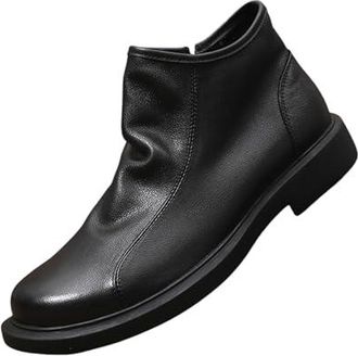 Generic Bottines Chelsea pour homme en cuir v&eacute;ritable faites &agrave; la main avec fermeture &eacute;clair lat&eacute;rale, Noir, 38 2/3 EU