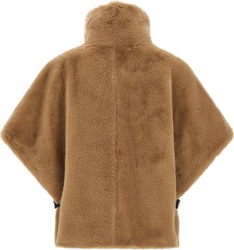 Pinko Fur-Effect Wool Cape - Camel