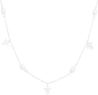 Tamaris Pearl Flower Necklace - silber - Halskette mit Zirkoniasteinen und Bl&uuml;tenanh&auml;ngern aus Edelstahl