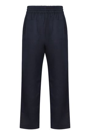 Bottega Veneta Mens Silk And Cotton Twill Trousers Blue