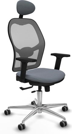 Piqueras y Crespo Grauer Schreibtischstuhl mit 2D-Armen, h&ouml;henverstellbare Lendenwirbelst&uuml;tze und festes Kopfteil, ausgestattet mit Syncro/Traslack und eingespritztem S