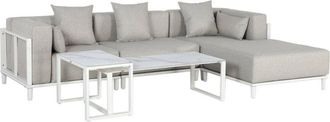 Sweeek Modulares Gartenm&ouml;bel-Set aus Aluminium f&uuml;r 4 Personen Wei&szlig; / Hellgrau