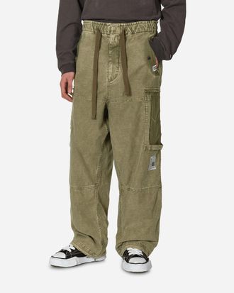 Miharayasuhiro Cotton Satin Cargo Trousers Khaki
