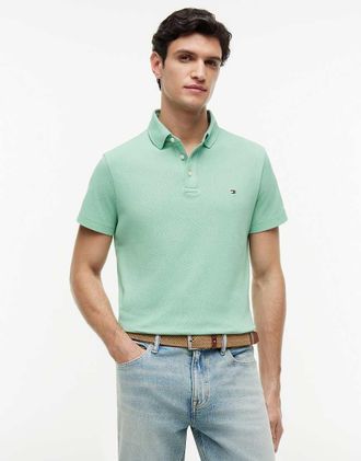 Tommy Hilfiger Regular-Fit-Polohemd aus Netzstoff-Jersey in Hellgr&uuml;n