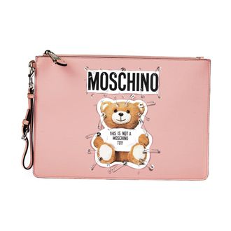 Moschino Femme, Sacs, Rose, Taille: ONE Size Pochette Safety Pin Teddy