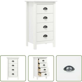 vidaXL Kiefer Sideboard - Sideboard Hill Wei&szlig; 46x35x80 cm Massivholz Kiefer