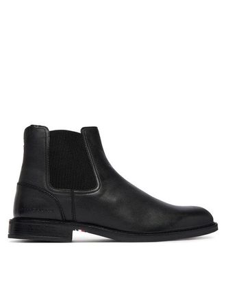 Tommy Hilfiger Klassische Stiefeletten Corporate Dressy Lth Chelsea FM0FM05935 Schwarz