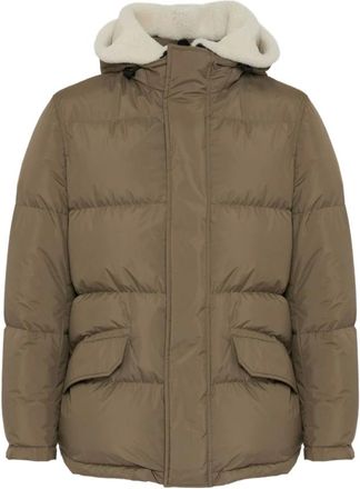 Yves Salomon Homme, Vestes, Vert, Taille: L Vestes Vertes à Capuche en Shearling Matelassé