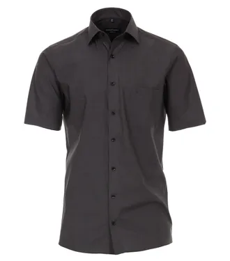 Casamoda Kurzarmhemd CASAMODA, Herren, Gr. 39, N-Gr, grau (dunkelgrau), Web, Obermaterial: 100% Baumwolle, unifarben, regular fit h&uuml;ftbedeckend, Rundhals, Hemd