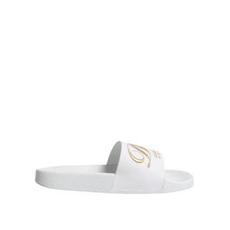 Dolce & Gabbana Wei&szlig;e Lederschlappen Strand Sandalen - - Shoes - Herren - Wei&szlig; - 39 EU