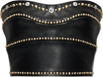 Versace Femme, Tops, Noir, Taille: 36 FR Bustier en cuir orn&eacute;