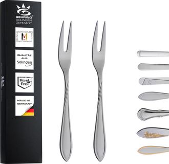 Gehring Gehring Solingen Focus Aufschnittgabel 2er Set I Serviergabel I Besteck aus Edelstahl 18/10 I Vorlegegabel I sp&uuml;lmaschinengeeignet I Made in Germany