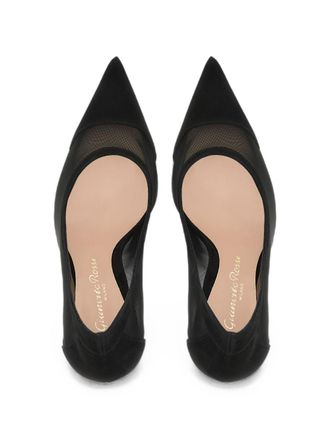 Gianvito Rossi Mesh and Suede Pump - Black