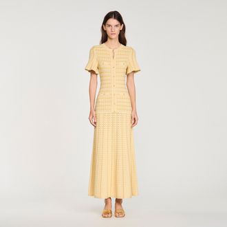 Sandro Robe longue maille strass&eacute;e