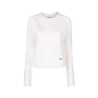 Michael Kors Knit Neck Metallic Logo - - Knitwear - Damen - Beige - S