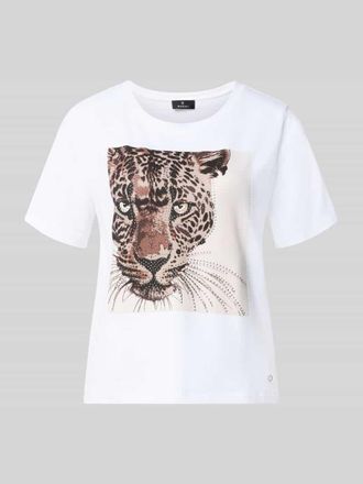 Monari T-Shirt mit Motiv-Print und Ziersteinbesatz