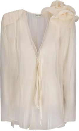Magda Butrym Femme, Blouses et Chemises, Beige, Taille: 34 FR Chemisier en Soie Style &Eacute;l&eacute;gant Mode