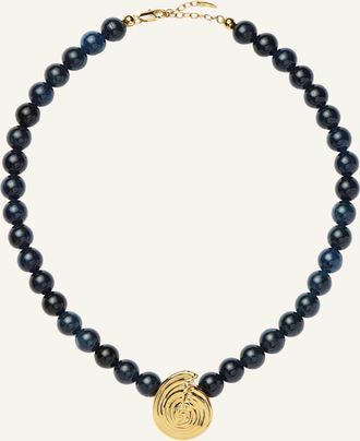 Missoma Missoma Halsketten Spiral Gemstone Beaded Pendant Necklace By Glambou gold