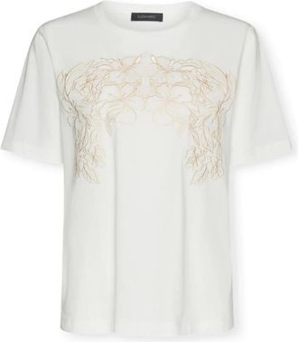 Elena Miro Femme, Tops, Blanc, Taille: 38 FR T-shirt &agrave; broderies florales