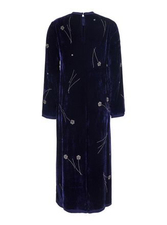 Forte_Forte Womens Long Velvet Dress Blue Viscose