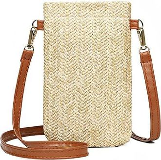 Generic Sac &agrave; bandouli&egrave;re en paille tiss&eacute;e, pochette dext&eacute;rieur pour t&eacute;l&eacute;phone, plage, &eacute;t&eacute;, boh&egrave;me, petit sac &agrave; bandouli&egrave;re pour t&eacute;l&eacute;phone portable, porte-mon