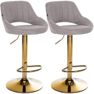Clp Lot de 2 tabourets de bar Milet en tissu Gris m&eacute;tal or