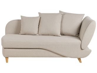 Beliani Chaiselongue Leinenoptik beige rechtsseitig mit Stauraum Kissen modern Meri II