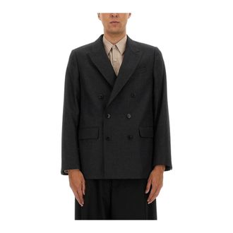 Dries Van Noten Doppelreihiger Blazer aus Wollmischung - - Suits - Herren - Grau - M