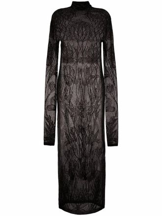 Dsquared2 robe en maille ajourée à manches longues - Noir