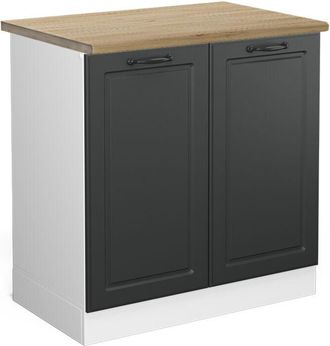 Vicco Meuble bas sous-&eacute;vier R-Line, Anthracite campagne, 80 cm, pt Ch&ecirc;ne
