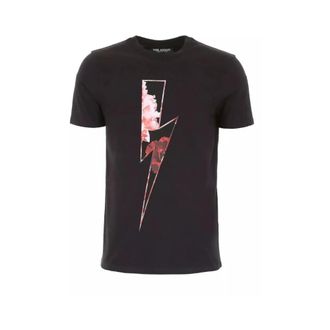 Neil Barrett Schwarzes Bedrucktes Logo Slim Fit T-Shirt - - Tops - Herren - Schwarzk - 2XL
