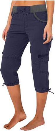 Minetom Pantalons Femme Pantacourt Cargo DÉté 3/4 Long Capri Pantalon avec Poches Ample Elastique Sarouel Lâche Fitness Sport Yoga Shorts De Plage À Cordon De
