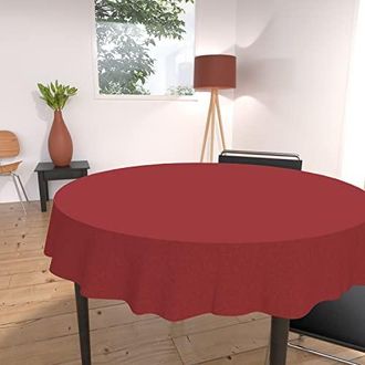 Soleil d'Ocre Alix Nappe Ronde Anti-tâches, Polyester, Rouge, Diamètre 180 cm