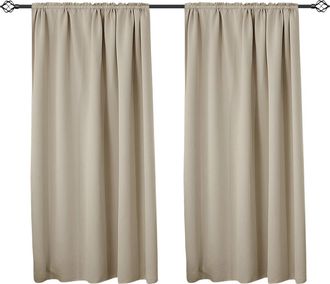 Woltu 2er Set Gardinen, Verdunklungsvorh&auml;nge f&uuml;r Wohnzimmer Kinderzimmer, Blickdicht, Kr&auml;useb&auml;nder f&uuml;r Schiene, 250 g/m&sup2;, k&auml;lteschutz lichtundurchl&auml;ssig, 13