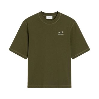 Ami T-shirts Col Rond Monogramme Vert - Homme - Tops - Vert - Taille: XL
