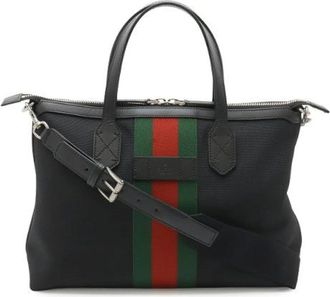 Gucci Sac fourre-tout Pre-owned en toile de nylon et cuir - Femme - Pre-owned - Noir - Taille: ONE Size