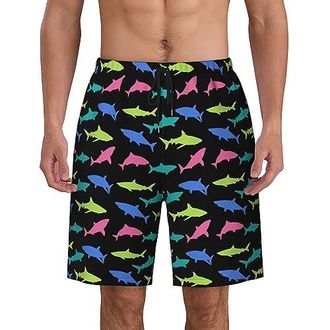 Generic Confortable Maillot De Bain Requin Coloré Shorts De Sport Homme Doublure en Maille Pantalon Court De Sport pour Piscine Natation Plage XXL