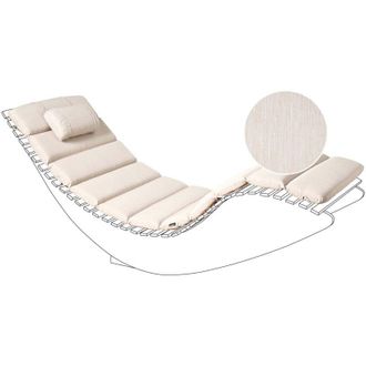 Beliani Coussin de Chaise Longue en Polyester avec Appui-T&ecirc;te R&eacute;sistant aux uv Beige Clair Brescia Premium