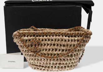 Chanel CC Crochet Tote Bag - Beige and Camel