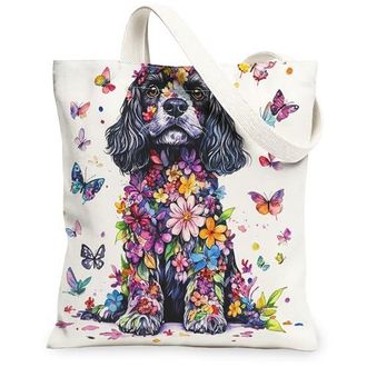 Generic Sac fourre-tout en toile pour le shopping 33 x 38 cm, sac d&eacute;pagneul cocker printaniel, r&eacute;utilisable, sac d&eacute;picerie pour femme, animal de compagnie, mo