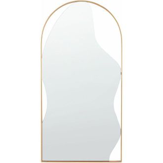 Beliani Beliani - Wandspiegel Gold Glas und Metall 81x41 cm Oval Halbrund Asymmetrisch mit Dünnem Rahmen Modern Wohnaccessoire Wohnzimmer Schlafzimmer Deko