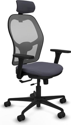 Piqueras y Crespo Ergonomischer Liegestuhl mit 3D-Armen, h&ouml;henverstellbare Lendenwirbelst&uuml;tze und h&ouml;henverstellbares Kopfteil, Grau/Dunkelgrau