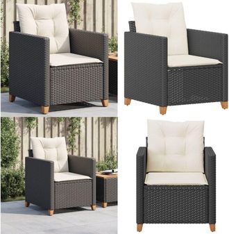 vidaXL Vidaxl - Chaise de jardin avec coussins noir r&eacute;sine tress&eacute;e - Chaises De Jardin - Chaises Confortables - Mobilier Ext&eacute;rieur - R&eacute;sine Tress&eacute;e
